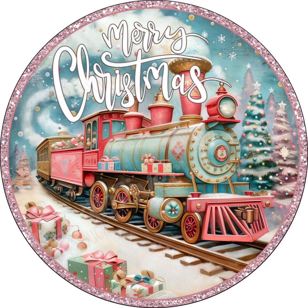 Train Wreath Sign, Train Sign, Metal Wreath Sign, Aluminum Sign ...