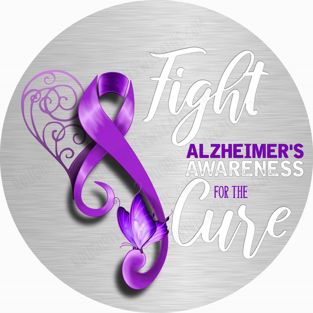 Alzheimer Awareness Wreath Sign, Purple Alzheimer Wreath Sign ...