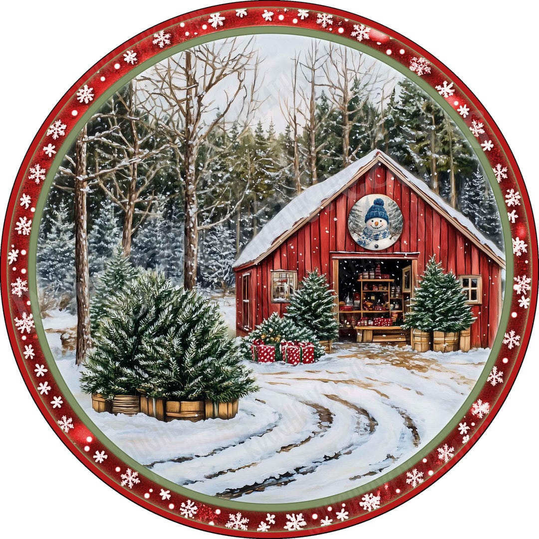 Christmas Tree Farm Wreath Sign, Winter Barn Sign, Country Christmas ...