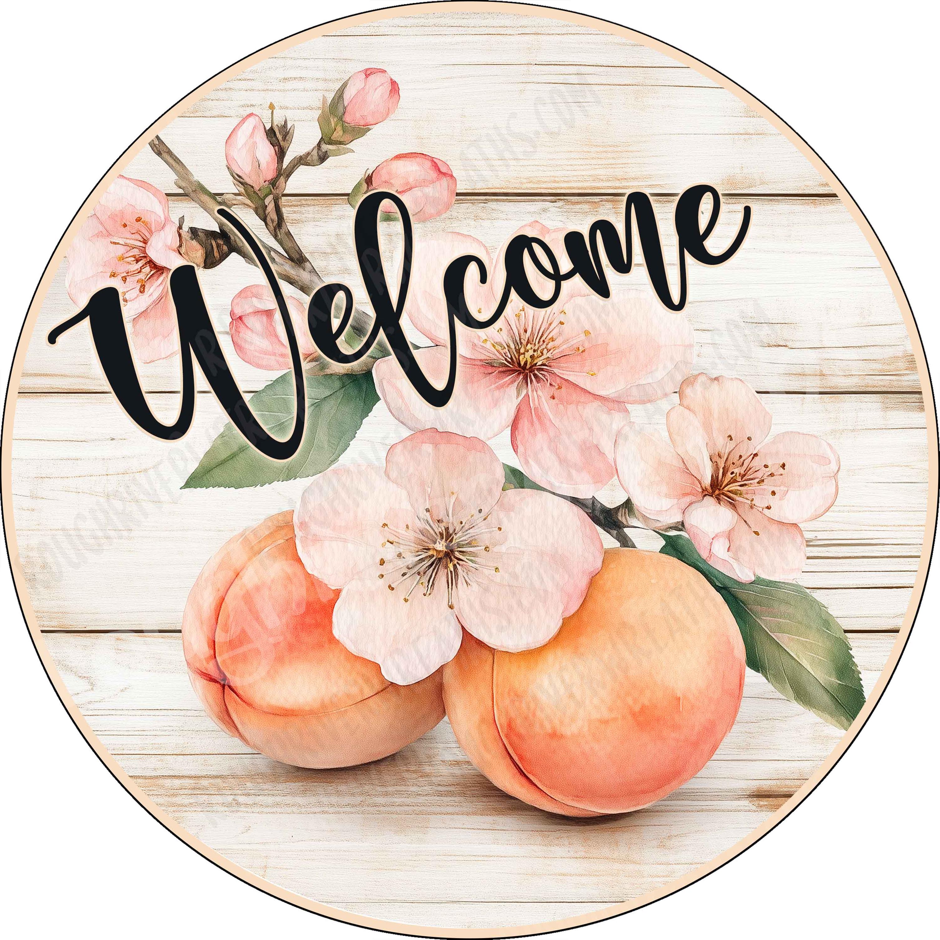 Peach Aluminun Wreath Sign, Peach Blossom, Wreath Making, Peaches - Etsy