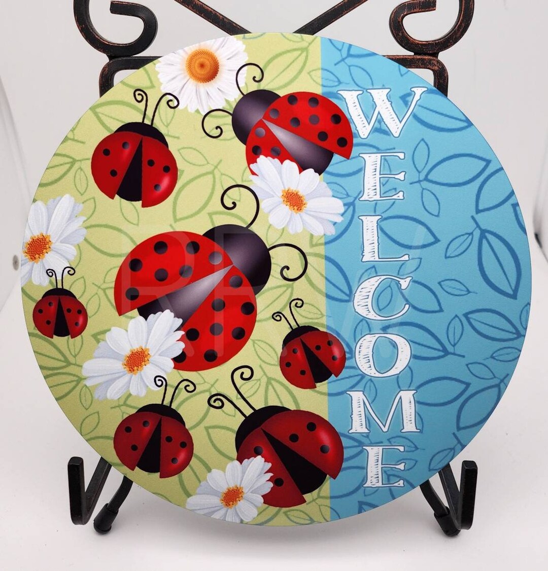 Whimsical Ladybug Sign Ladybug Wreath Sign Aluminum Wreath - Etsy