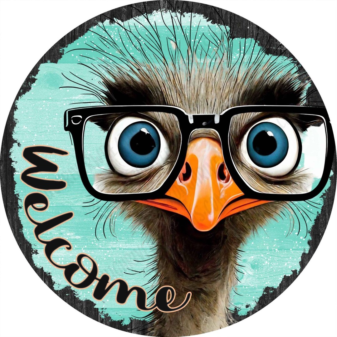 Welcome Ostrich Wreath Sign, Welcome Wreath Sign, Metal Wreath Sign ...