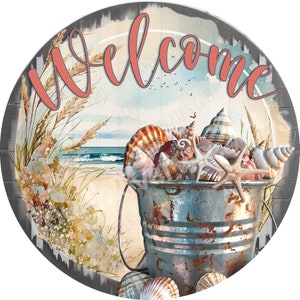 Beach Wreath Sign - Welcome Wreath Sign - Wreath Sign Beachy - Colorful ...