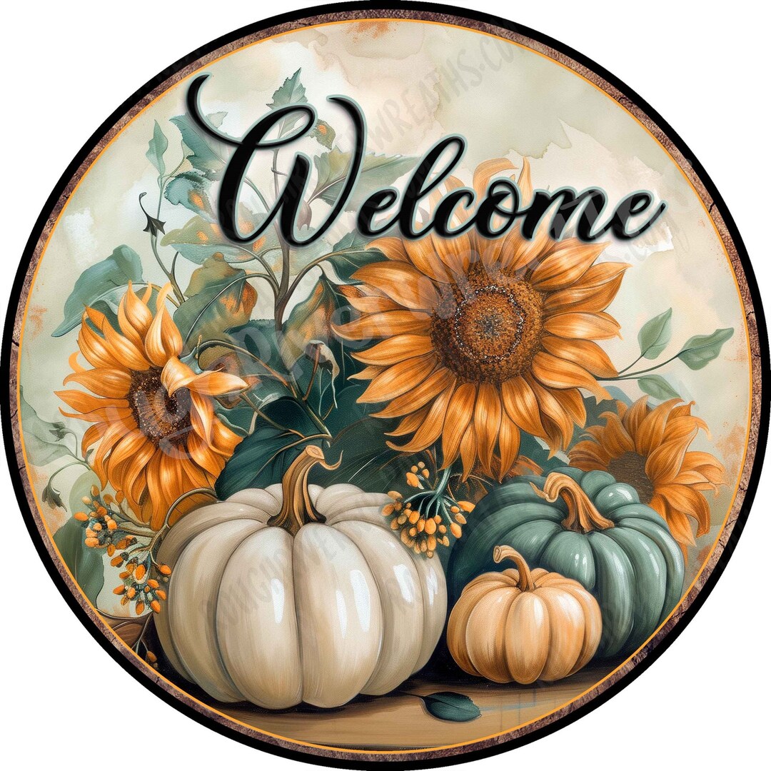 Fall Pumpkin Wreath Sign, Fall Sign, Pastel Pumpkin Wreath Sign, Metal ...