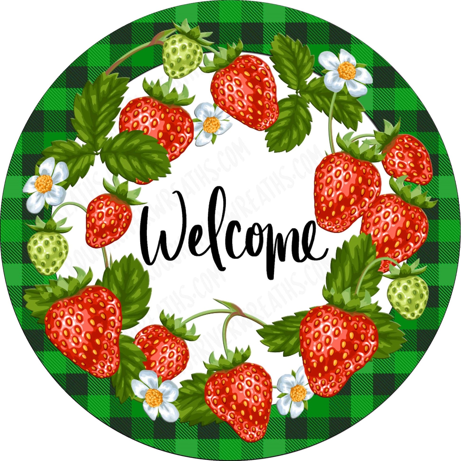 Strawberry Wreath Sign, Strawberry Sign, Welcome Wreath Sign, Metal ...