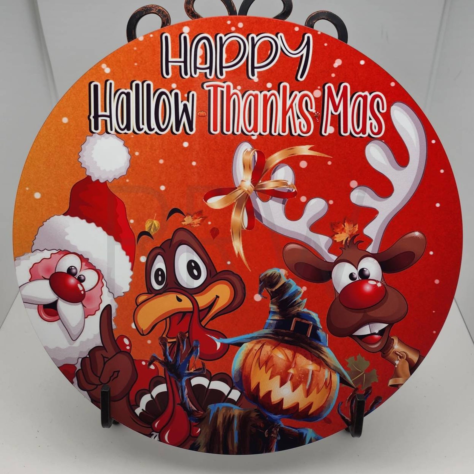 Happy Hallow Thank Mas Wreath Sign Hallowthankmas Sign - Etsy