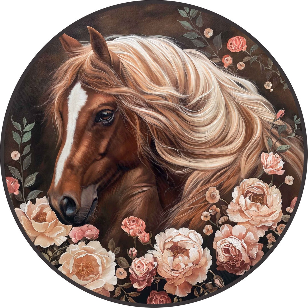 Horse Wreath Sign, Metal Wreath Sign, Horse Sign, Equestrian Wreath ...