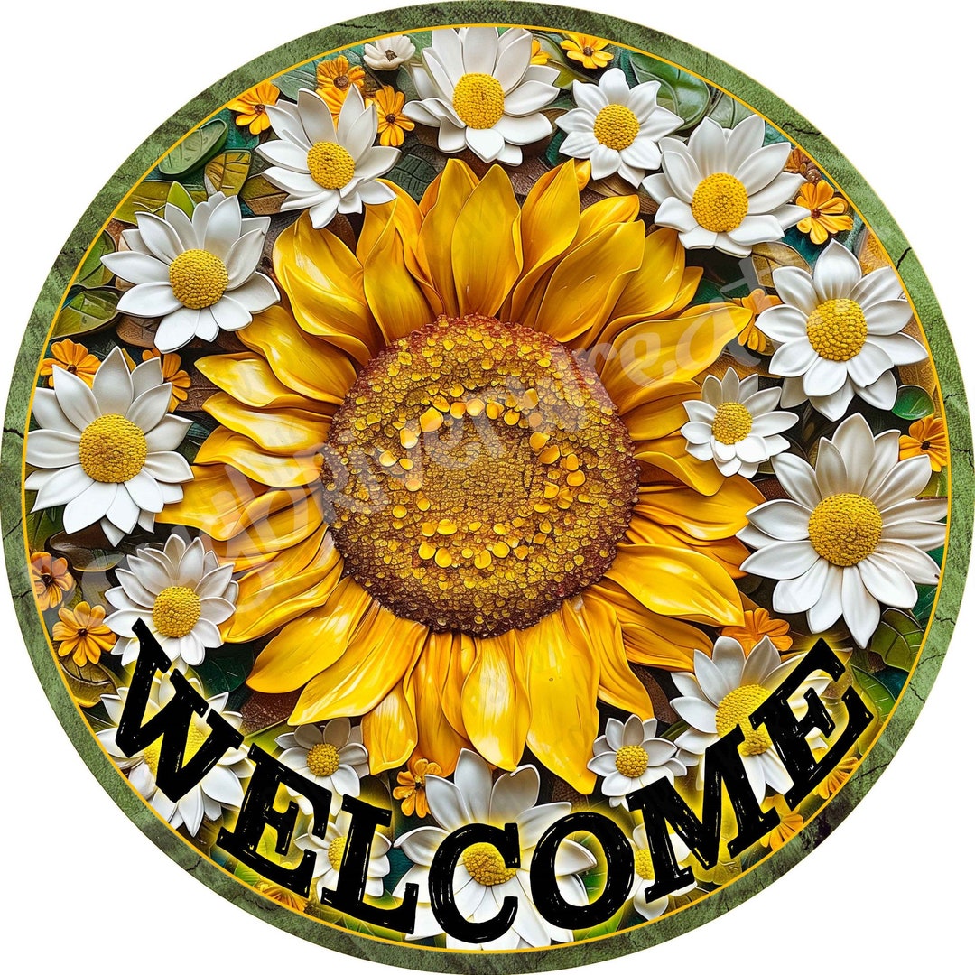 Sunflower Wreath Sign, Farmhouse Sign, Distressed Wreath Sign ...