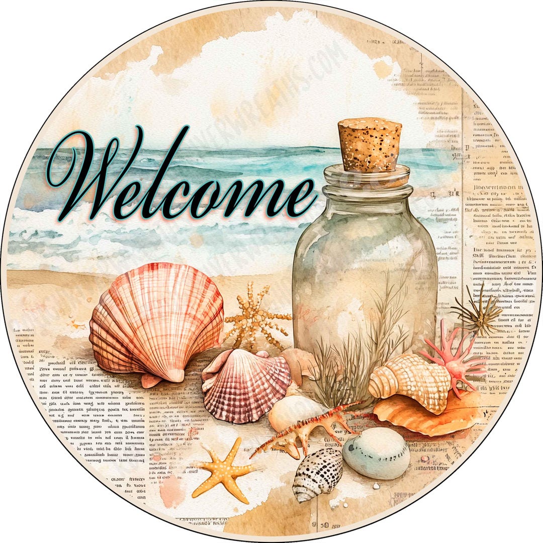 Beach Wreath Sign - Welcome Sign - Wreath Sign Beachy - Colorful Beach ...