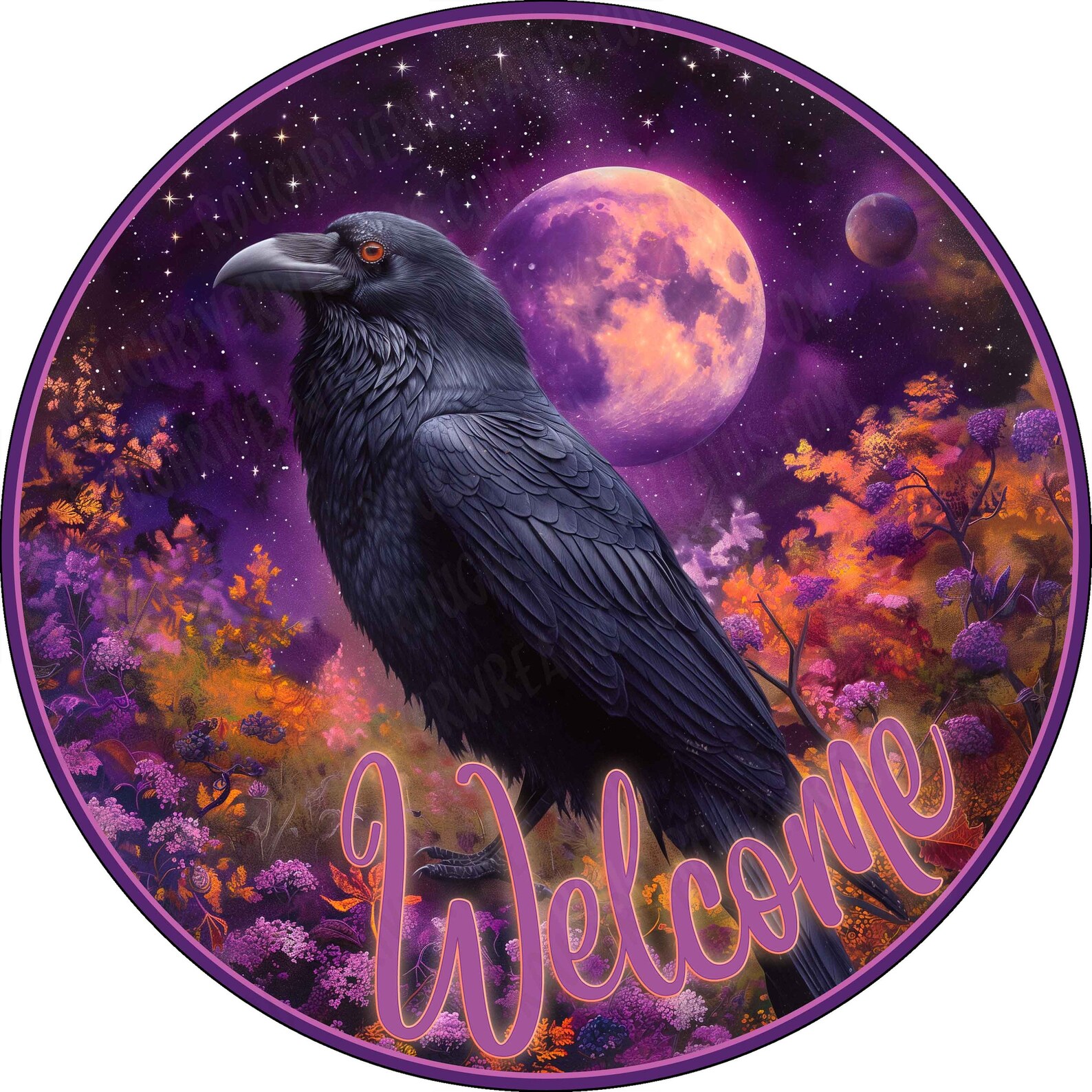 Raven Wreath Sign, Halloween Wreath Sign, Aluminum Sign for Wreath ...