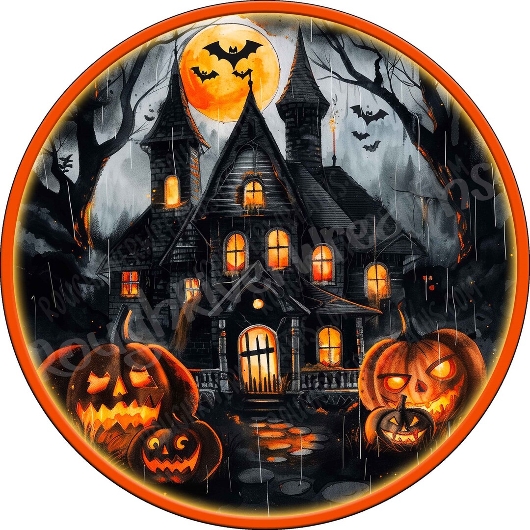 Haunted House Wreath Sign, Halloween Wreath Sign, Trick or Treat Sign ...