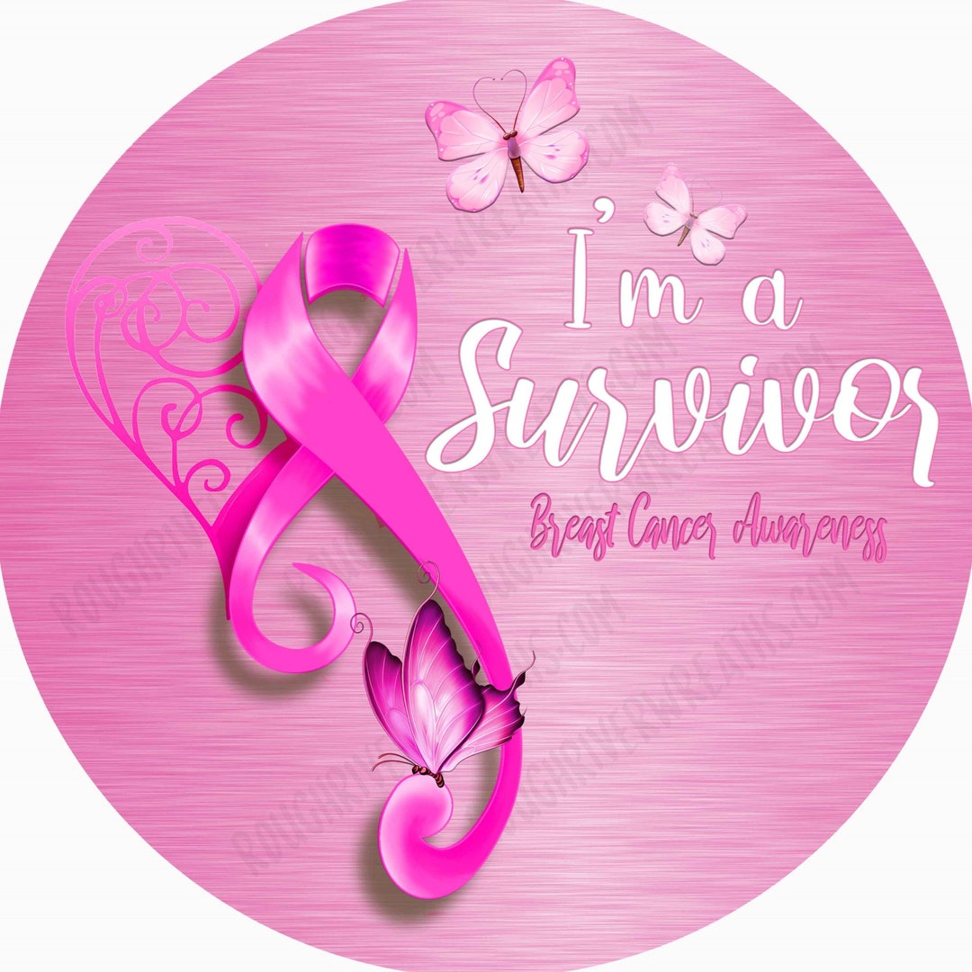 Breast Cancer Survivor Wreath Sign, Breast Cancer Awareness Sign ...