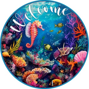 Underwater Wreath Sign, Sea Life Sign - Welcome Wreath Sign - Wreath ...