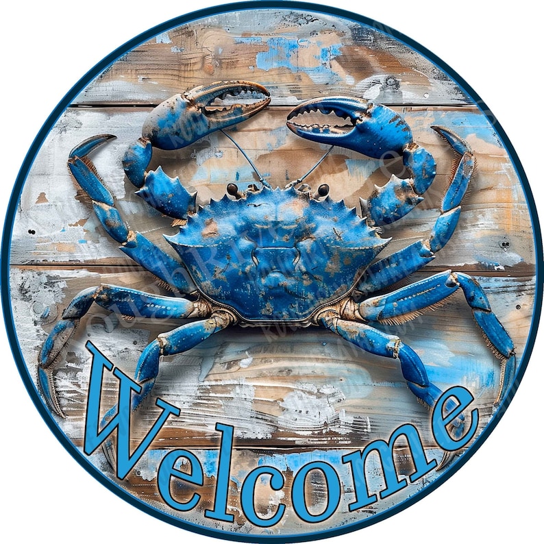 Blue Crab Wreath Sign, Beach Welcome Wreath Sign, Beach Themed Wreath ...