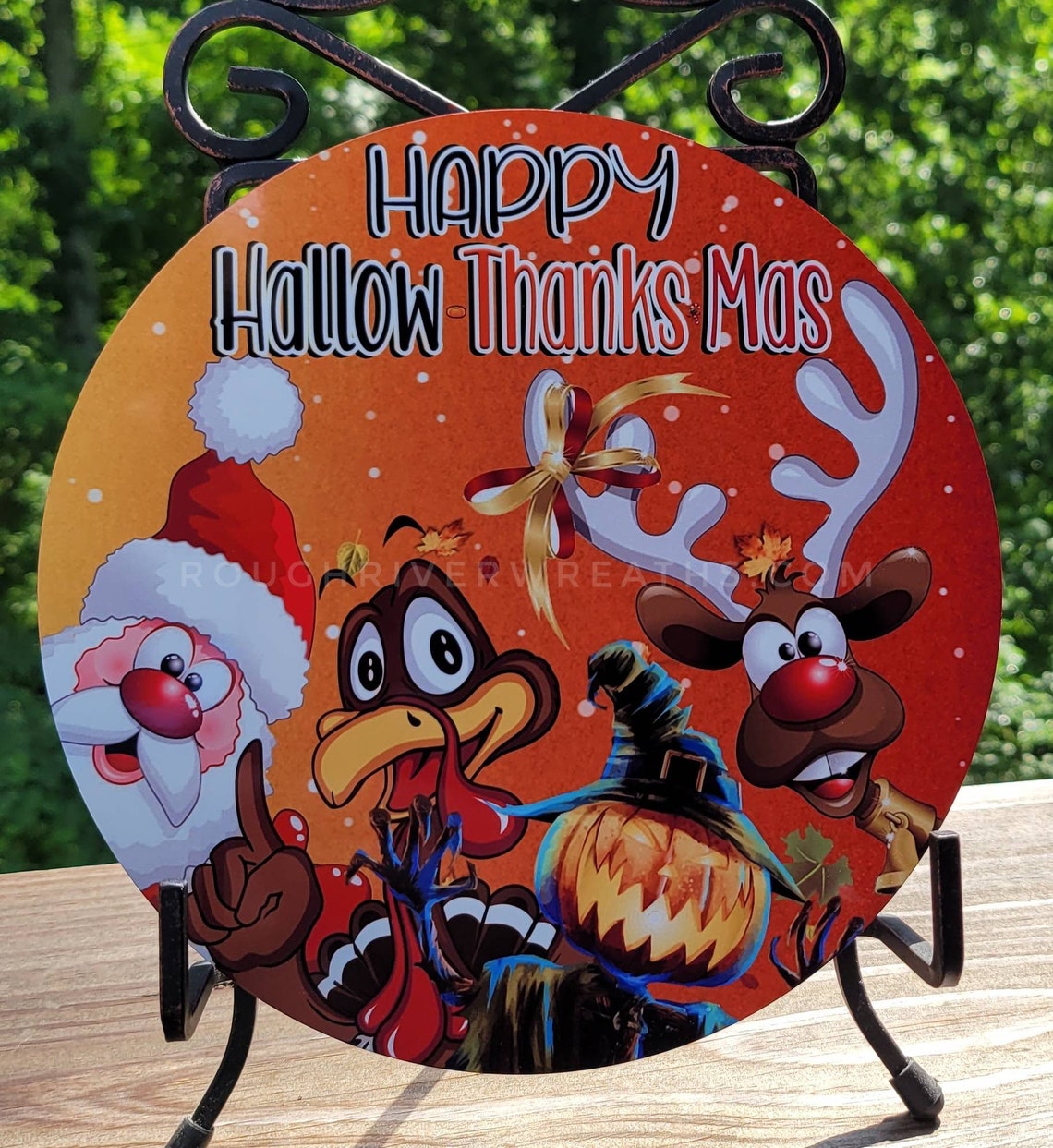 Happy Hallow Thank Mas Wreath Sign Hallowthankmas Sign | Etsy