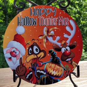 Happy Hallow Thank Mas Wreath Sign Hallowthankmas Sign | Etsy