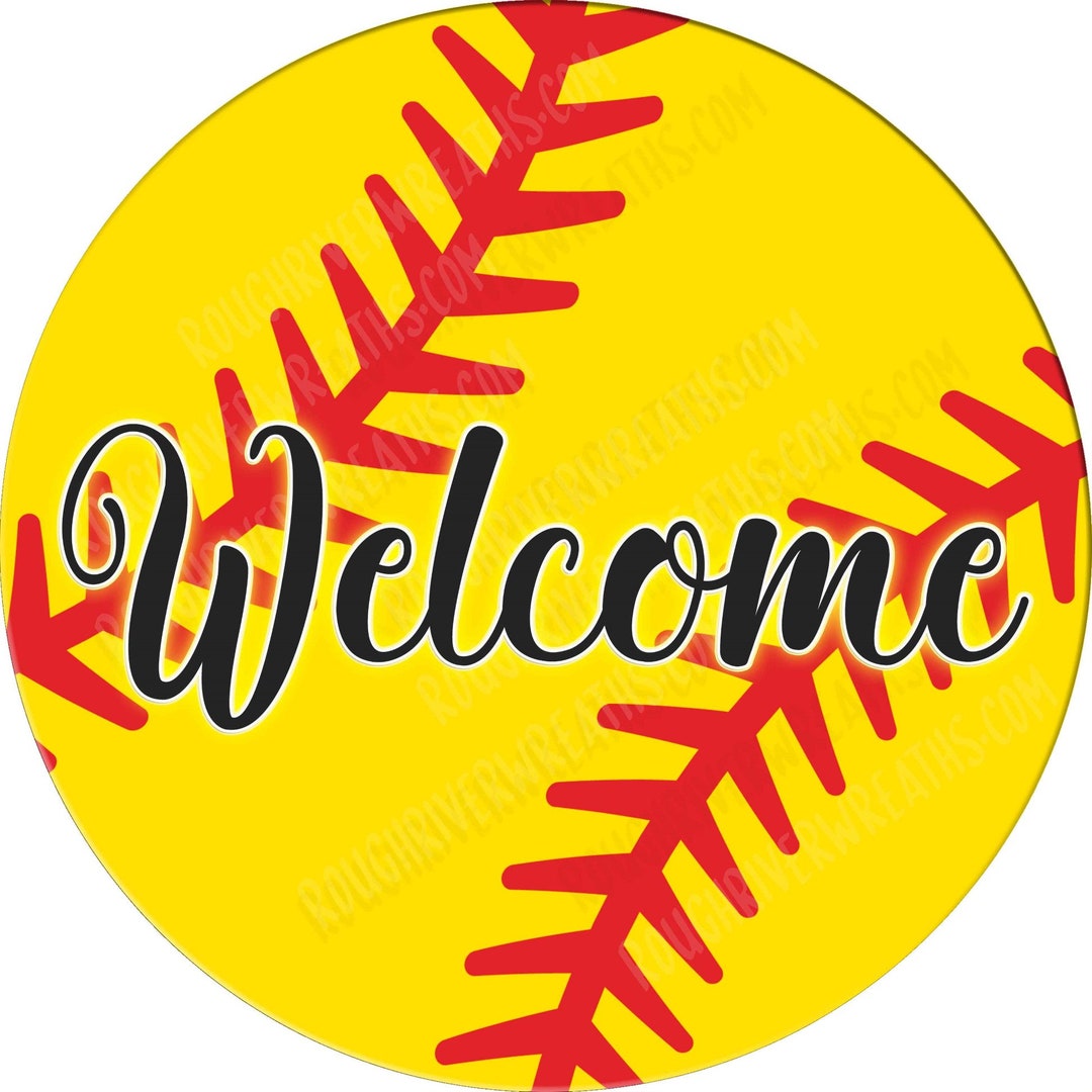 Softball Wreath Sign, Welcome Wreath Sign, Welcome Sign for Wreath ...