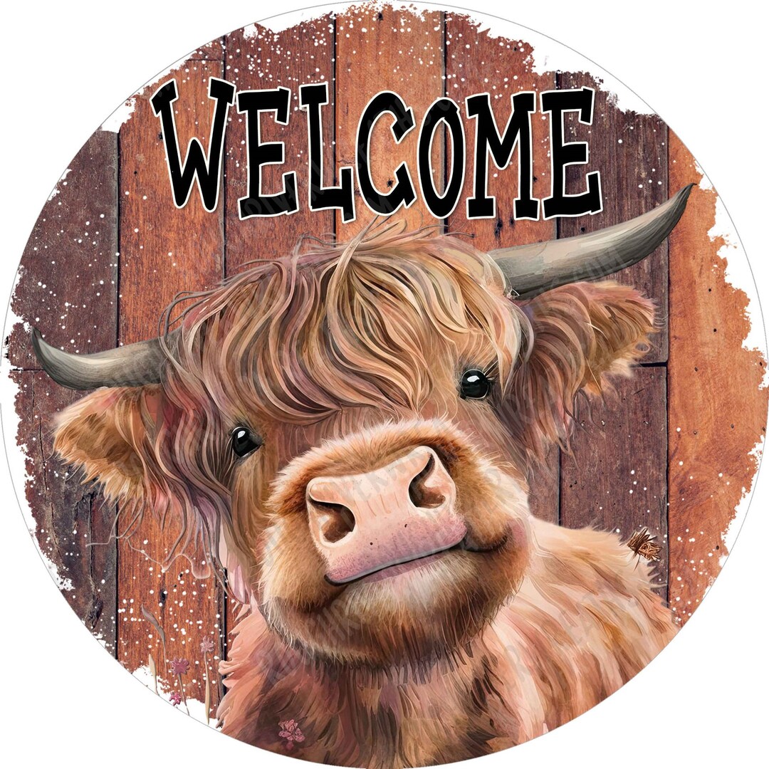 Cow Wreath Sign Highland Cow Sign Farmhouse Sign Cow Decor - Etsy