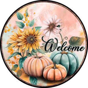Fall Pumpkin Wreath Sign, Fall Sign, Pastel Pumpkin Wreath Sign, Metal ...