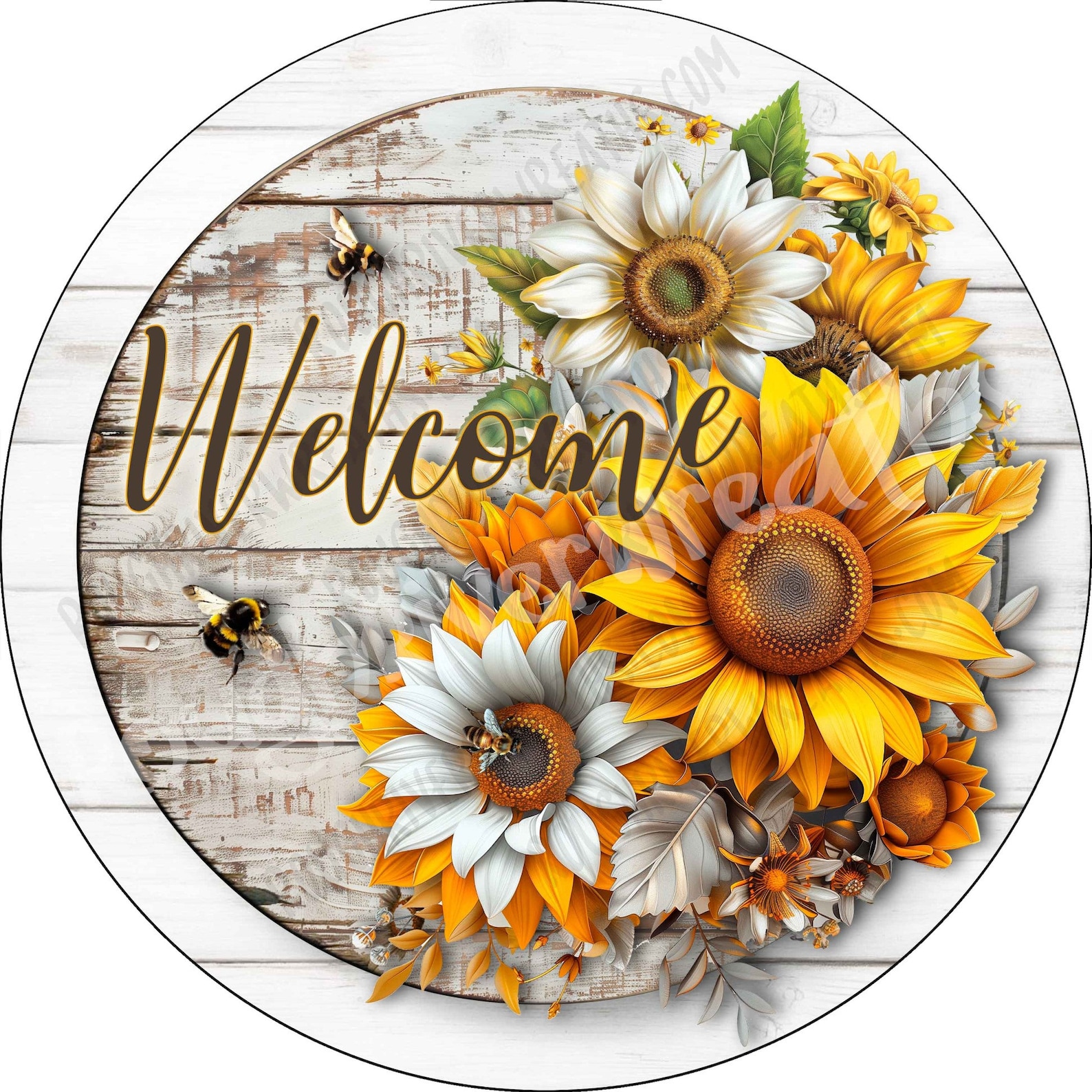 Sunflower Wreath Sign, Wreath Sign With Sunflower, Sunflower Decor ...