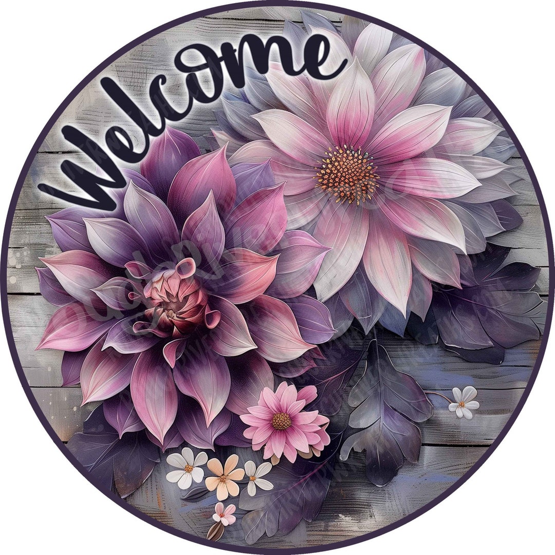 Floral Welcome Wreath Sign, Colorful Welcome Wreath Sign, Aluminum ...