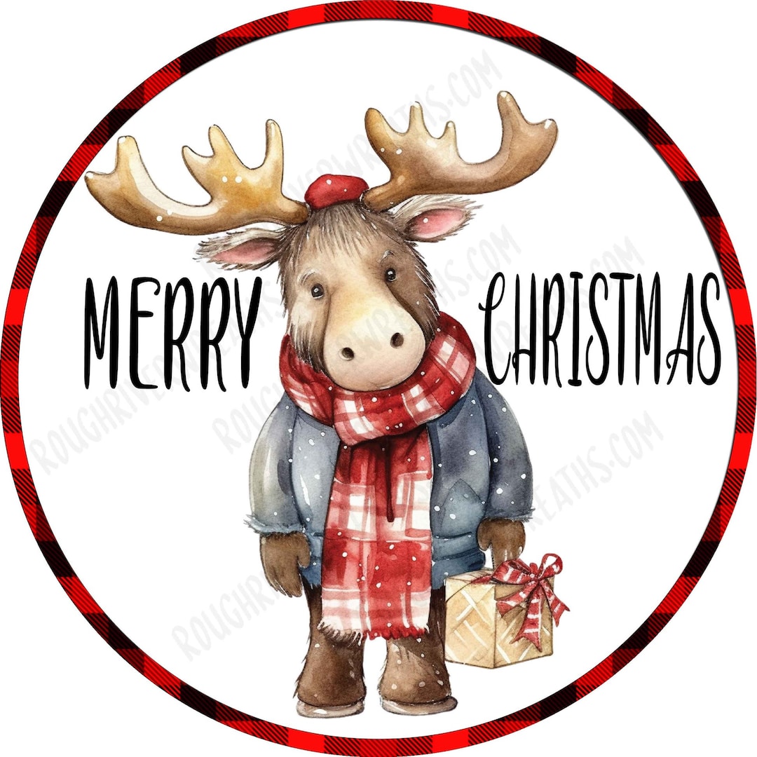 Moose Wreath Sign, Merry Christmas Wreath Sign, Christmas Wreath Sign ...