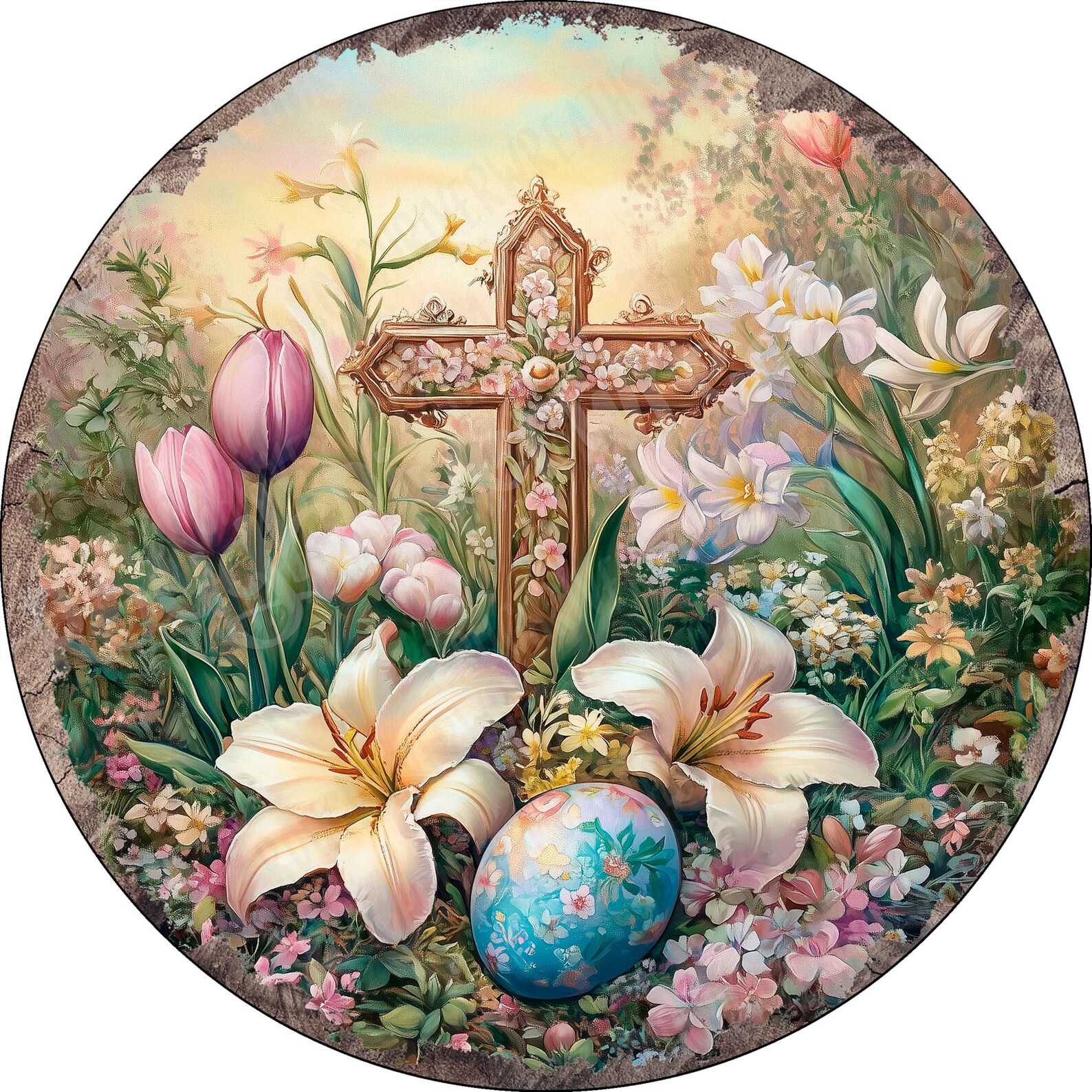 Easter Cross Wreath Sign, Aluminum Sign for Wreath Making, Easter ...