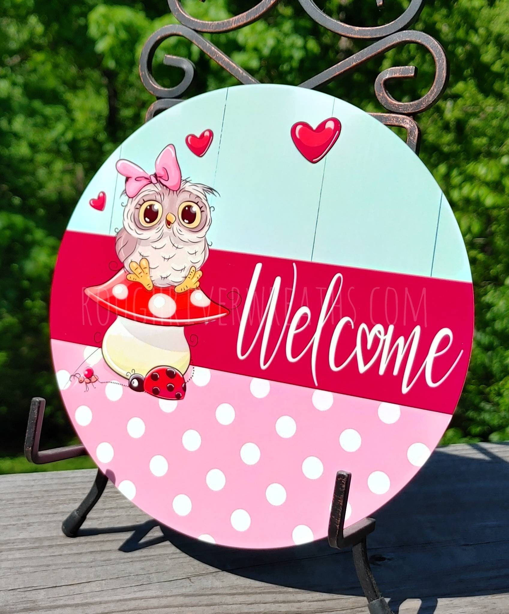 Owl Welcome Sign Owl Sign Whimsical Owl Wreath Sign Cute | Etsy