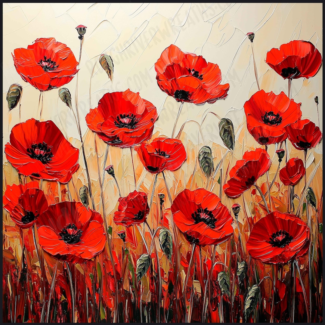 Poppy Wreath Sign - 12x12 Square Poppies Sign - Aluminum Sign for ...