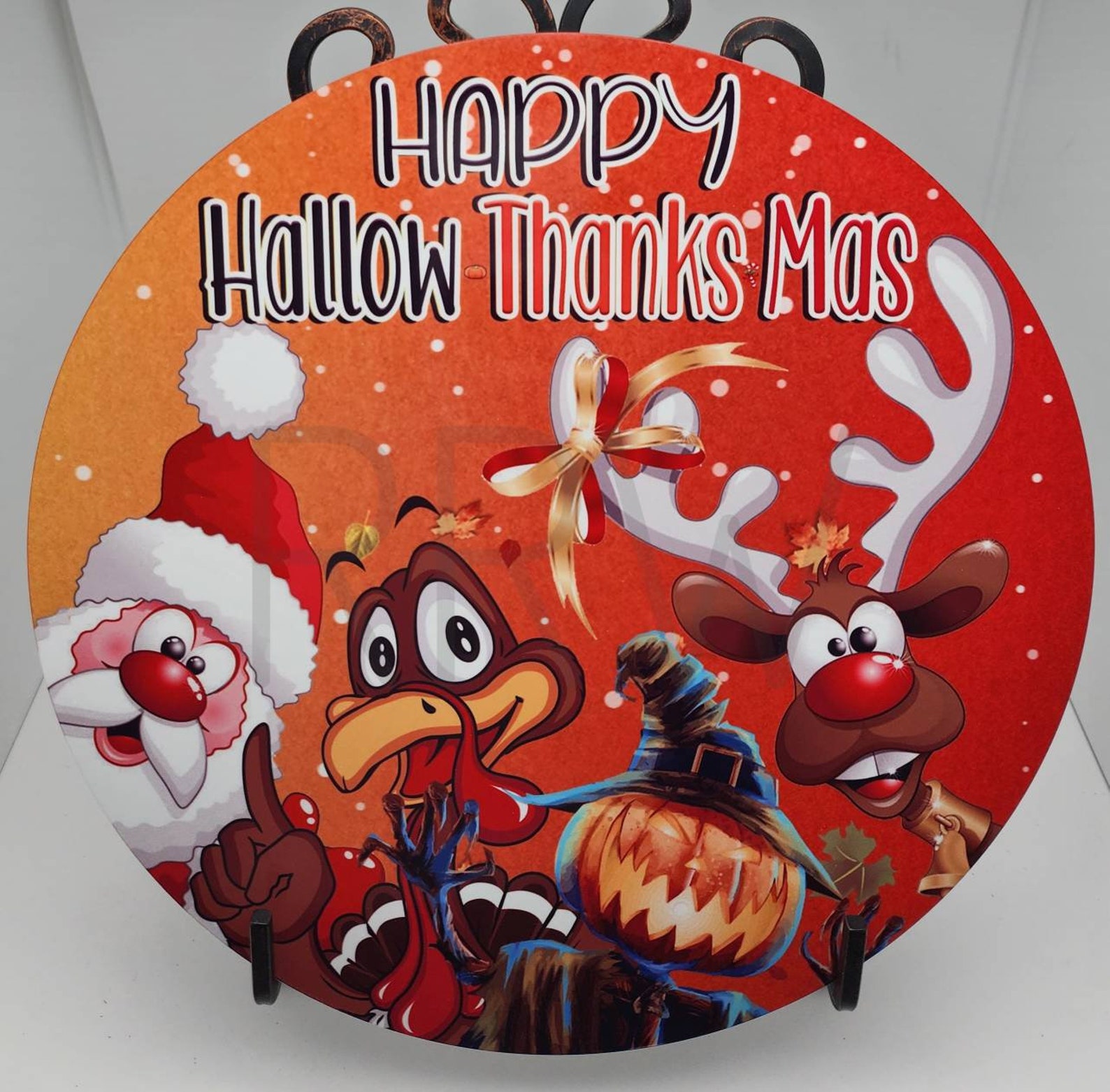 Happy Hallow Thank Mas Wreath Sign Hallowthankmas Sign - Etsy