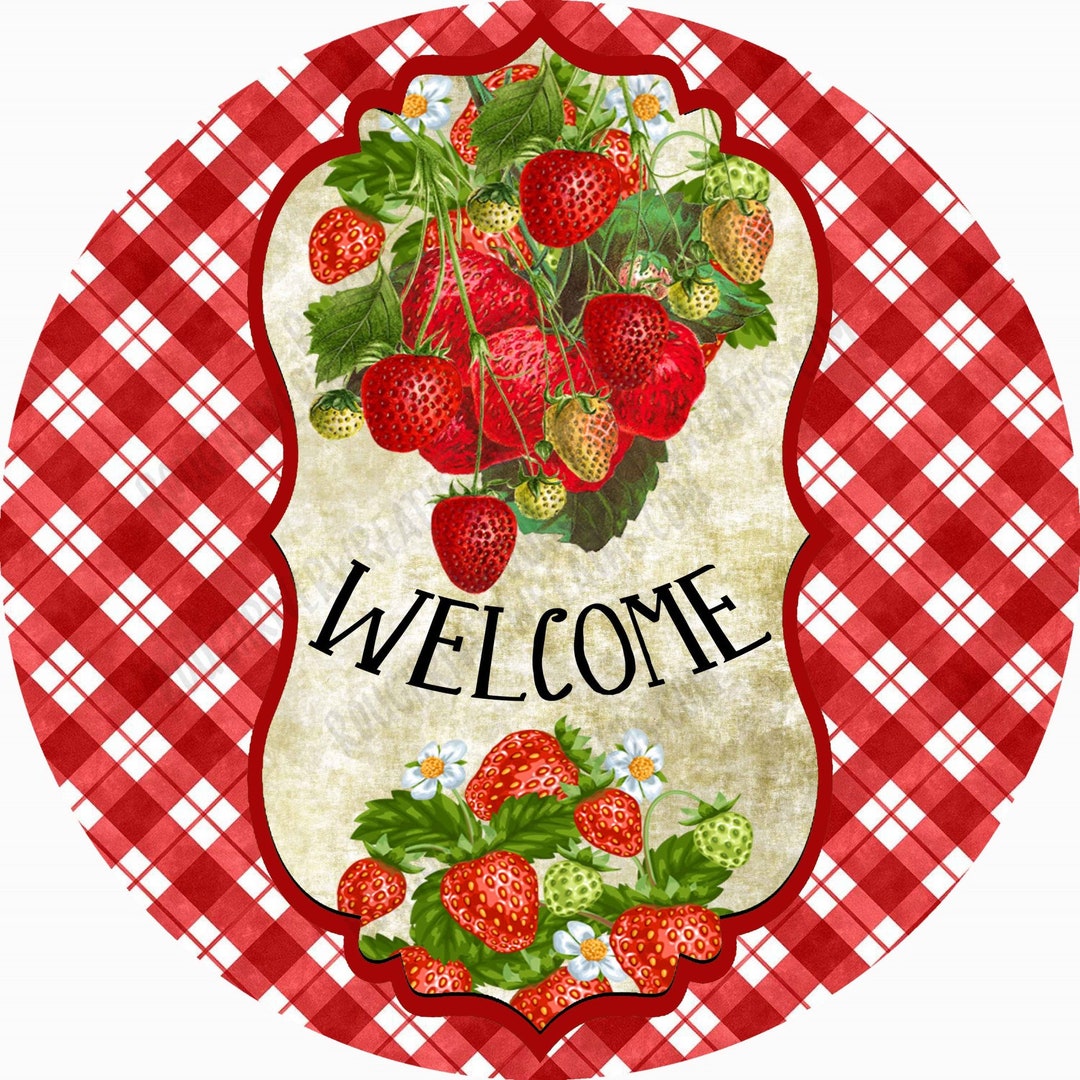 Strawberry Wreath Sign, Farmhouse Strawberry Wreath Sign, Strawberry ...