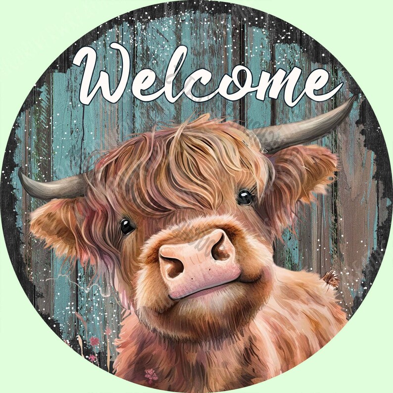 Cow Wreath Sign Highland Cow Sign Farmhouse Sign Cow Decor - Etsy