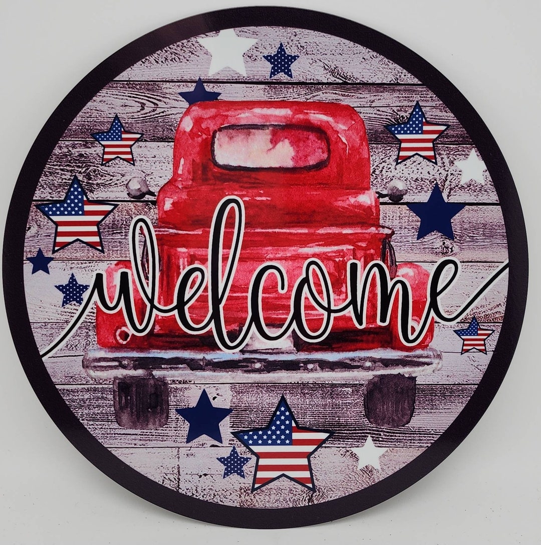 Patriotic Wreath Sign Welcome Sign America Sign Patriotic - Etsy