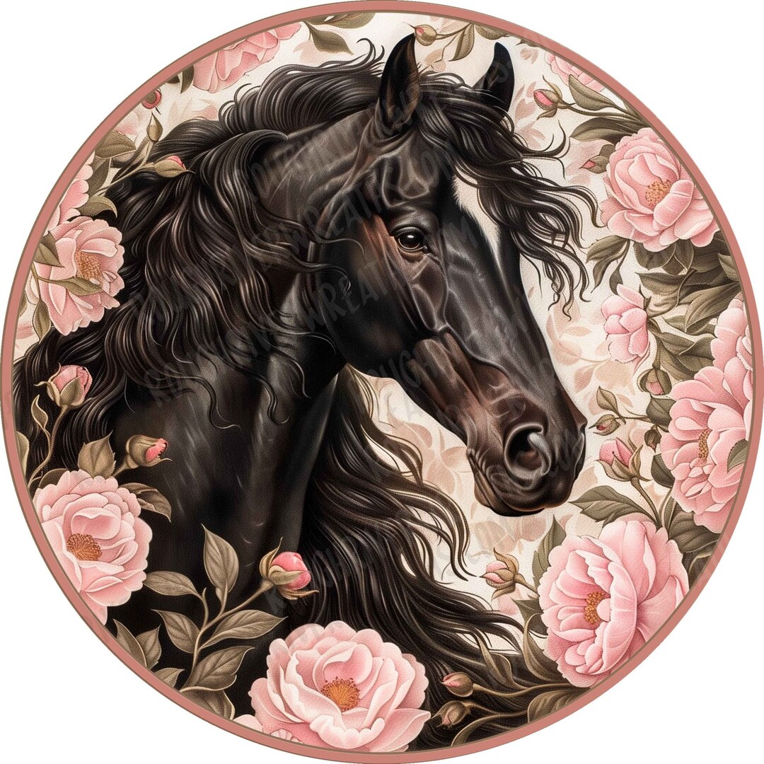 Horse Wreath Sign, Metal Wreath Sign, Horse Sign, Equestrian Wreath ...