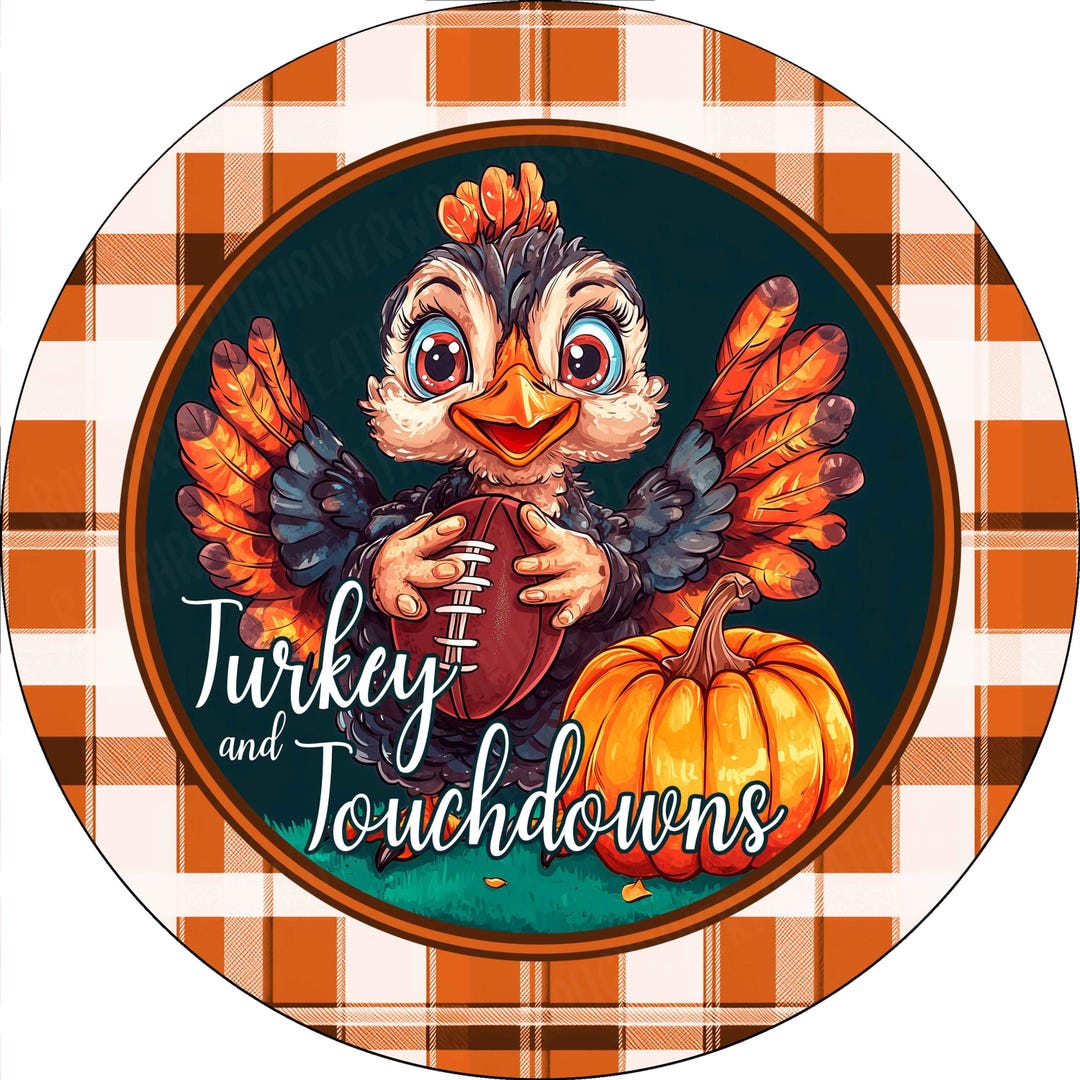 Turkey and Touchdowns Wreath Sign, Aluminum Sign for Wreath Making ...