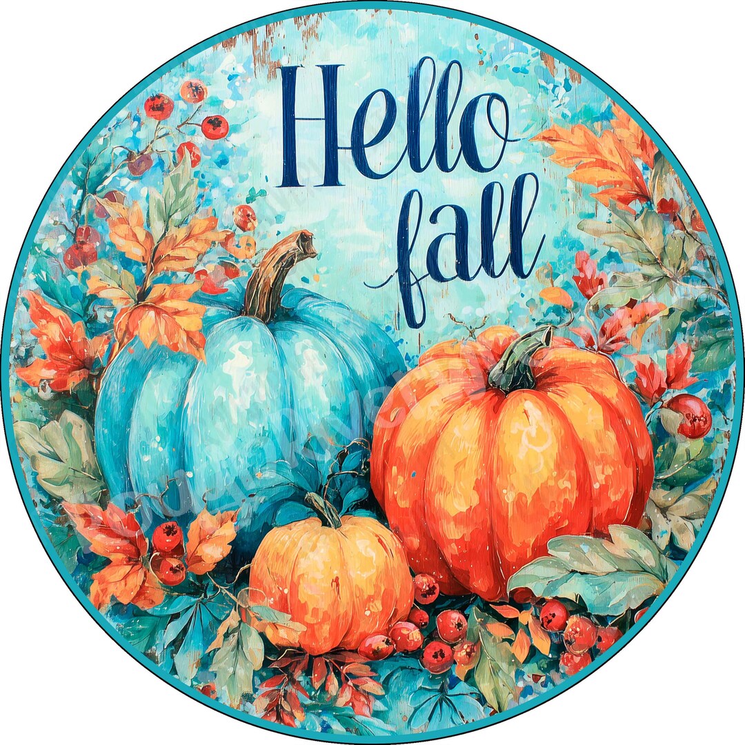 Hello Fall Wreath Sign, Fall Pumpkins and Flowers Sign, Thanksgiving ...