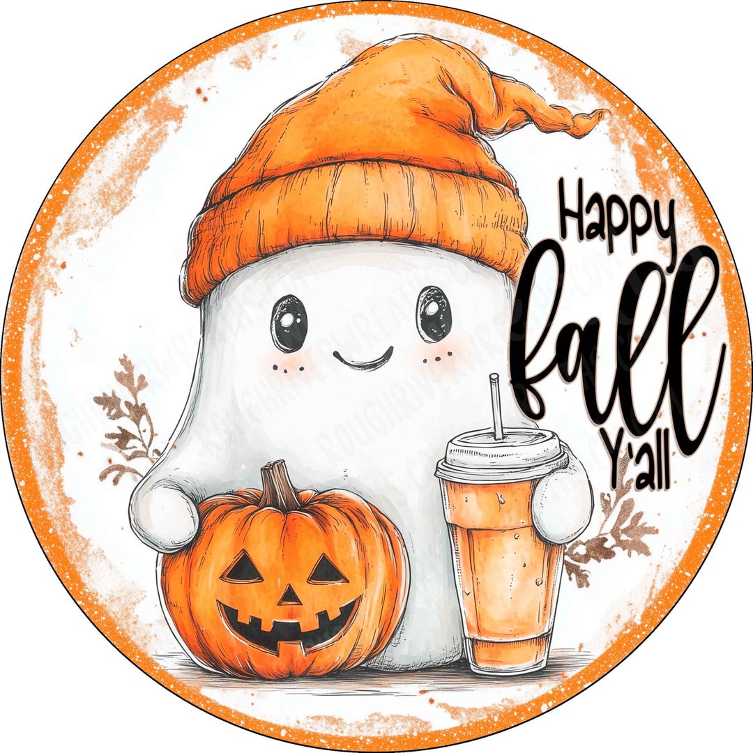 Cute Ghost Halloween Wreath Sign, Halloween Sign, Fall Ghost Wreath ...