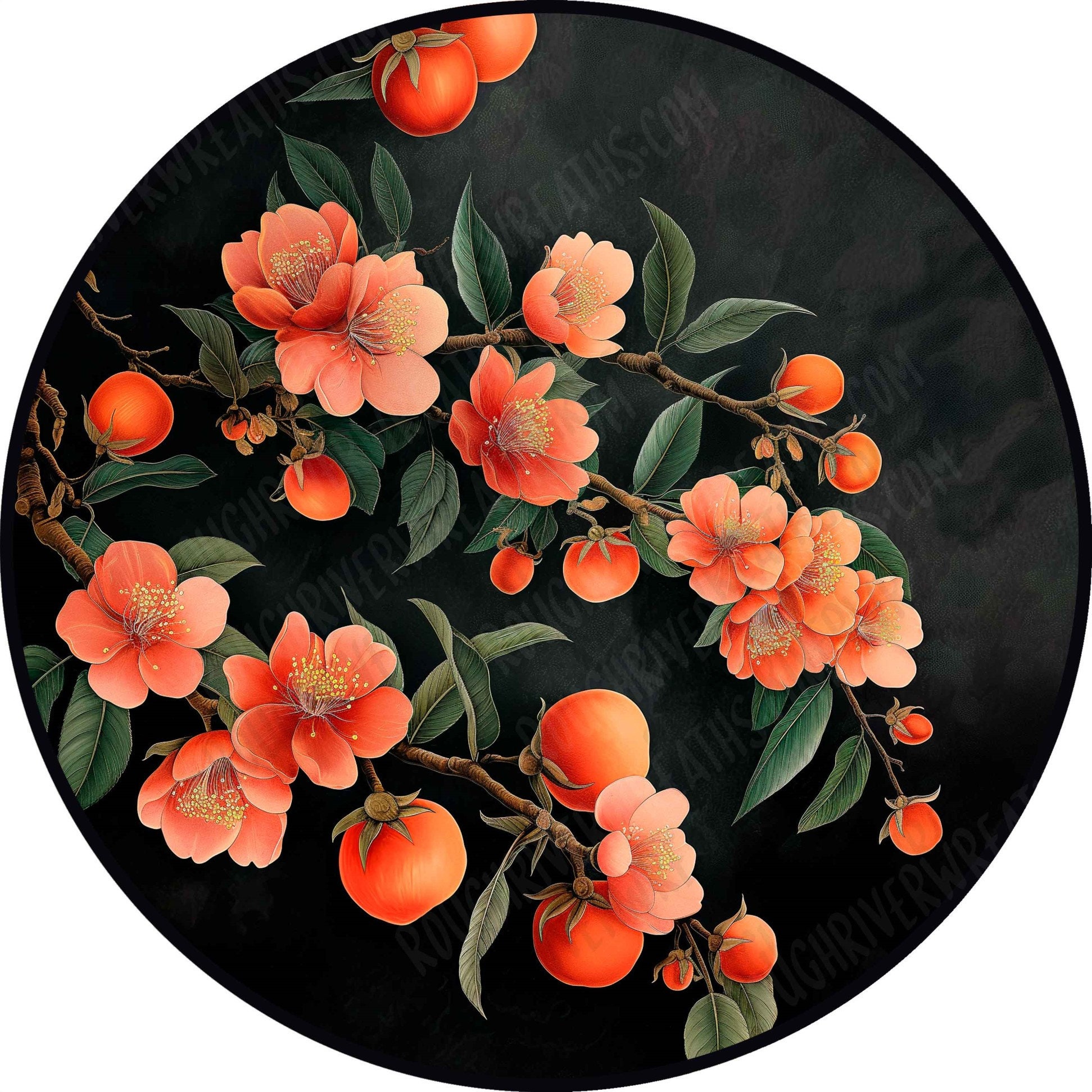 Peach Wreath Sign, Peach Blossom Sign, Aluminum Wreath Sign, Wreath ...
