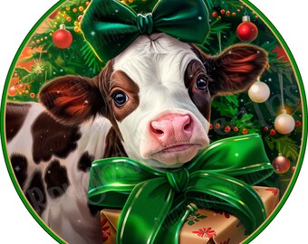 Cow Wreath Sign, Holstein Cow Sign, Farmhouse Sign, Cow Decor, Holstein ...