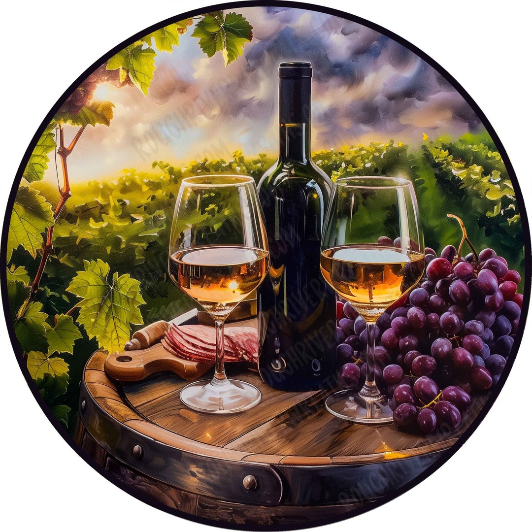 Wine Wreath Sign, Vinyard Wreath Sign, White Wine Sign, Wine Barrel ...