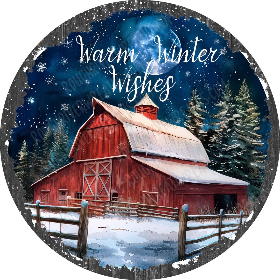 Winter Wreath Sign, Winter Barn Sign, Country Christmas Sign, Christmas ...