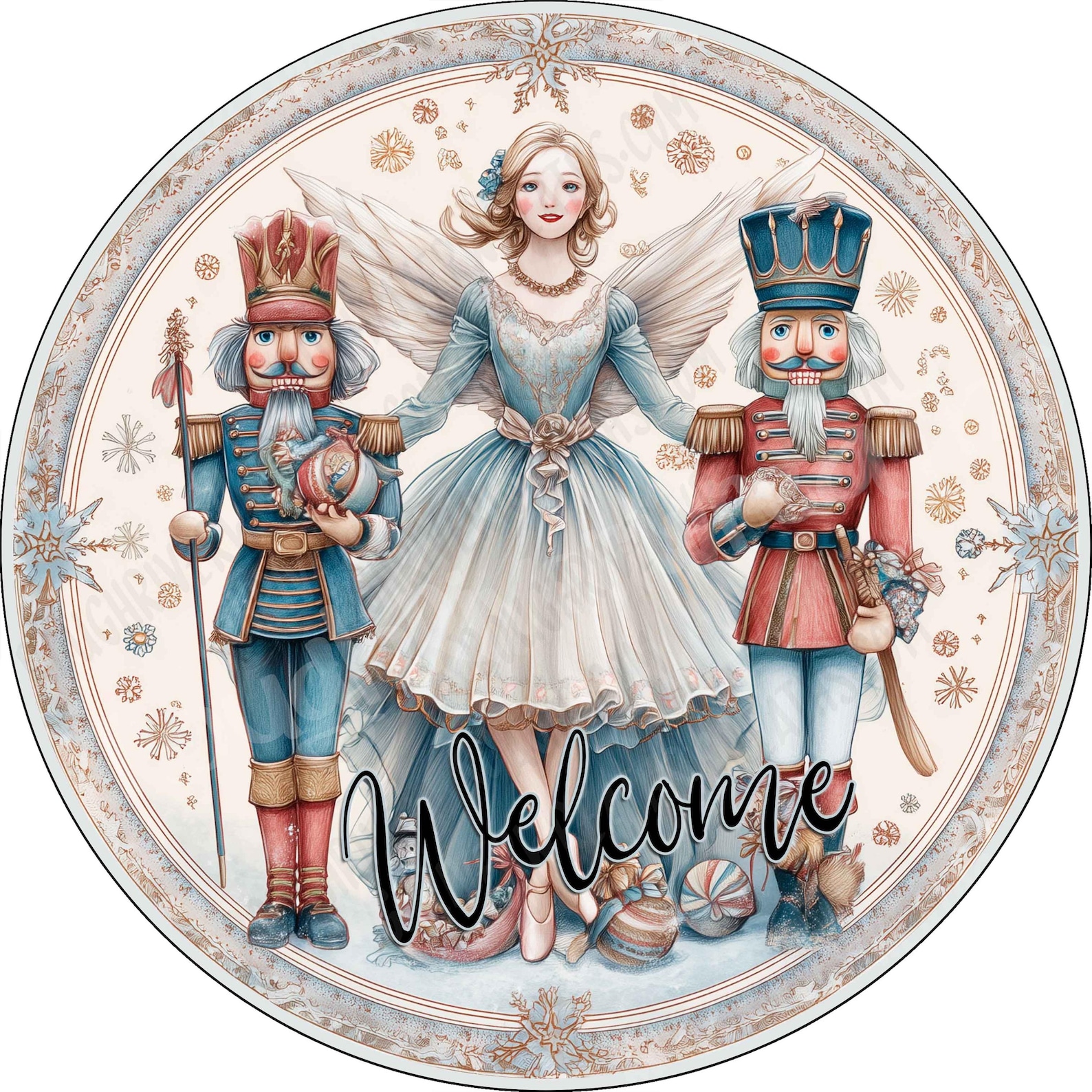 Ballerina and Nutcracker Wreath Sign, Christmas Wreath Sign, Nutcracker ...