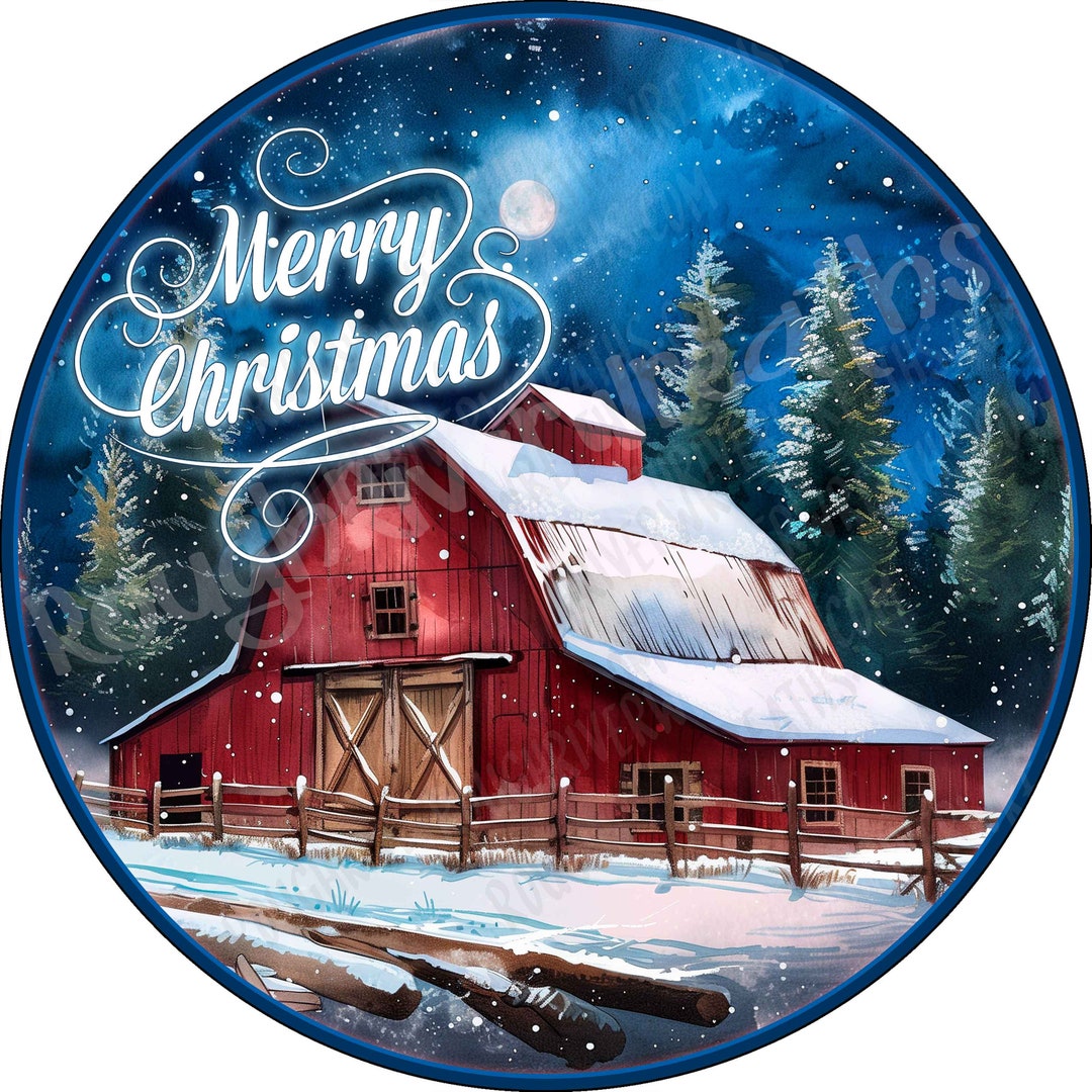 Winter Wreath Sign, Winter Barn Sign, Country Christmas Sign, Christmas ...