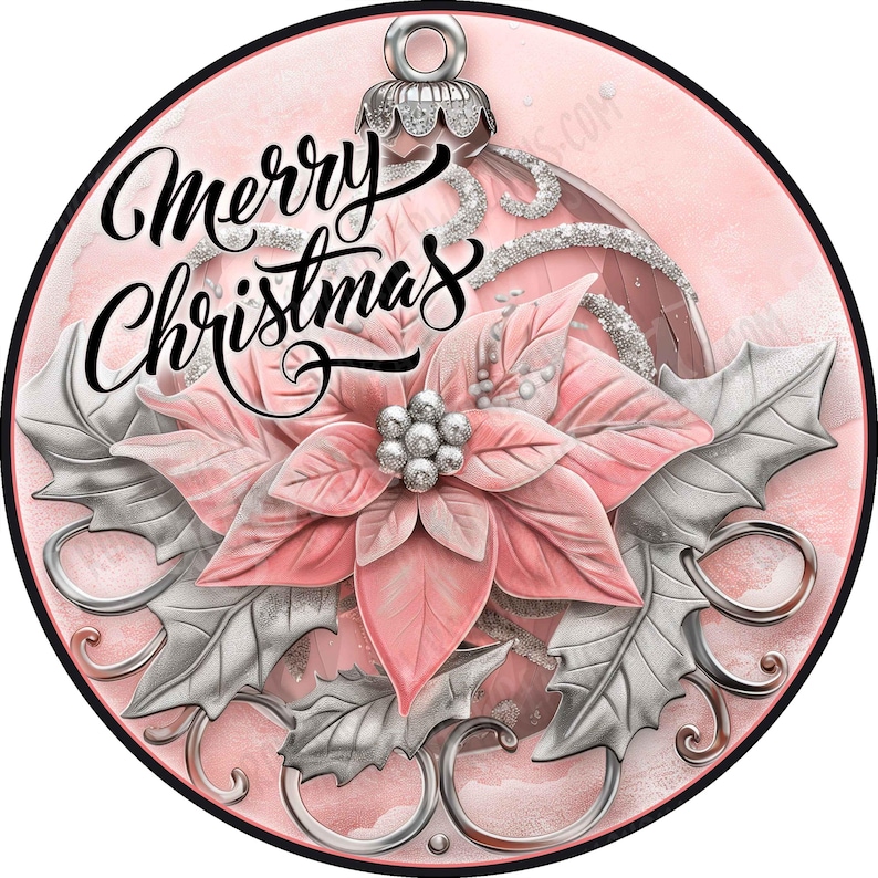 Ornament Sign, Pink Ornament Wreath Sign, Bauble Sign, Aluminum Sign ...