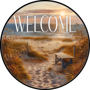 Beach Wreath Sign - Welcome Wreath Sign - Wreath Sign Beachy - Colorful ...