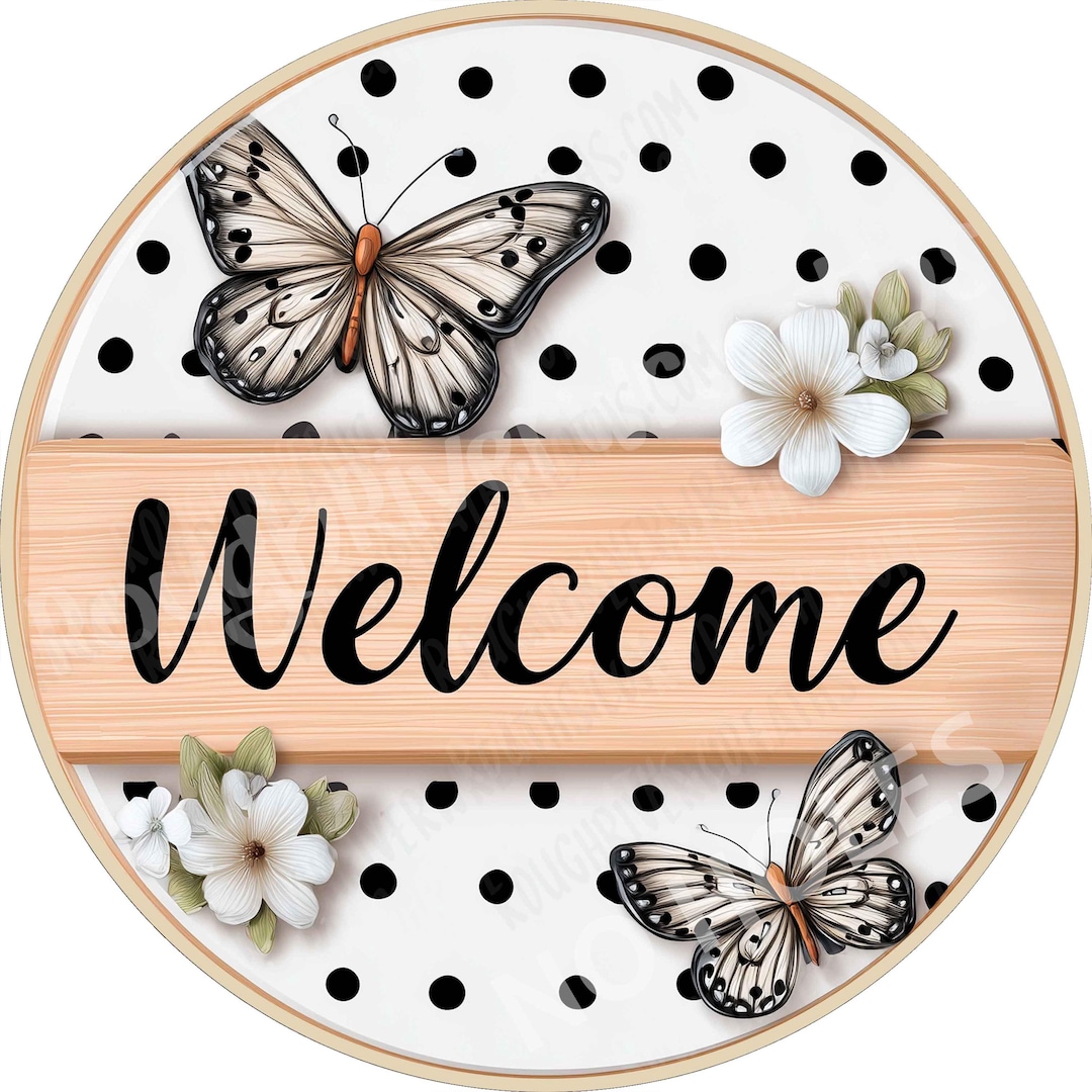 Polka Dot Butterfly Aluminum Wreath Sign, Flat-lightweight-no Holes ...