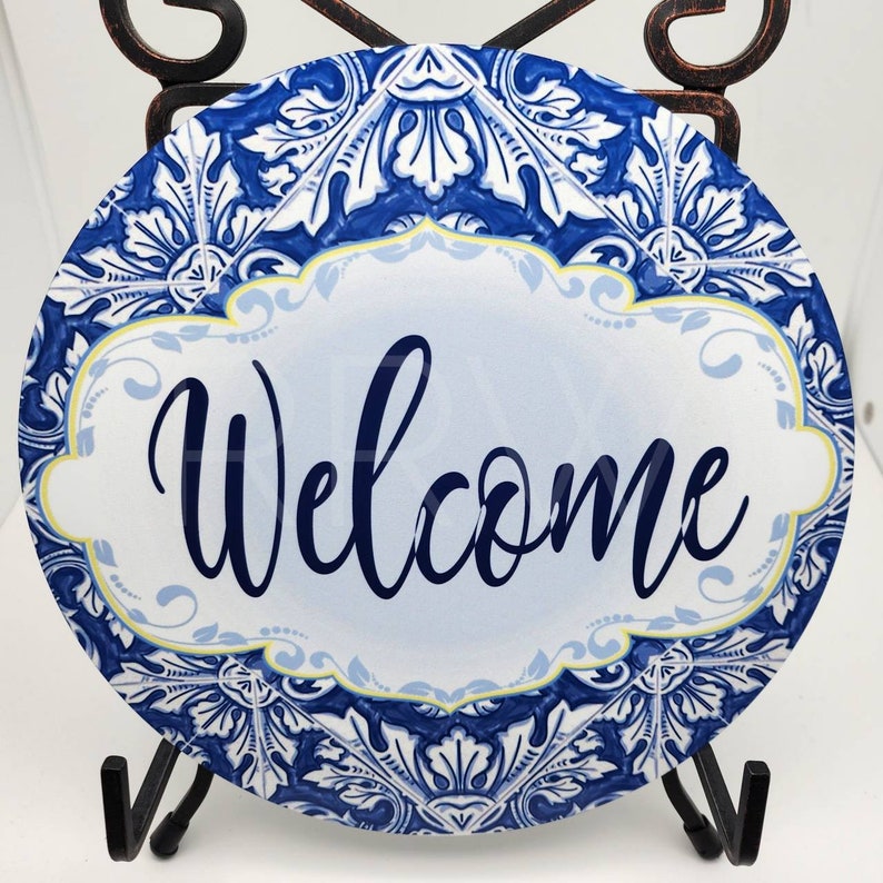 Blue Wreath Sign Wreath Sign Welcome Sign for Wreath - Etsy