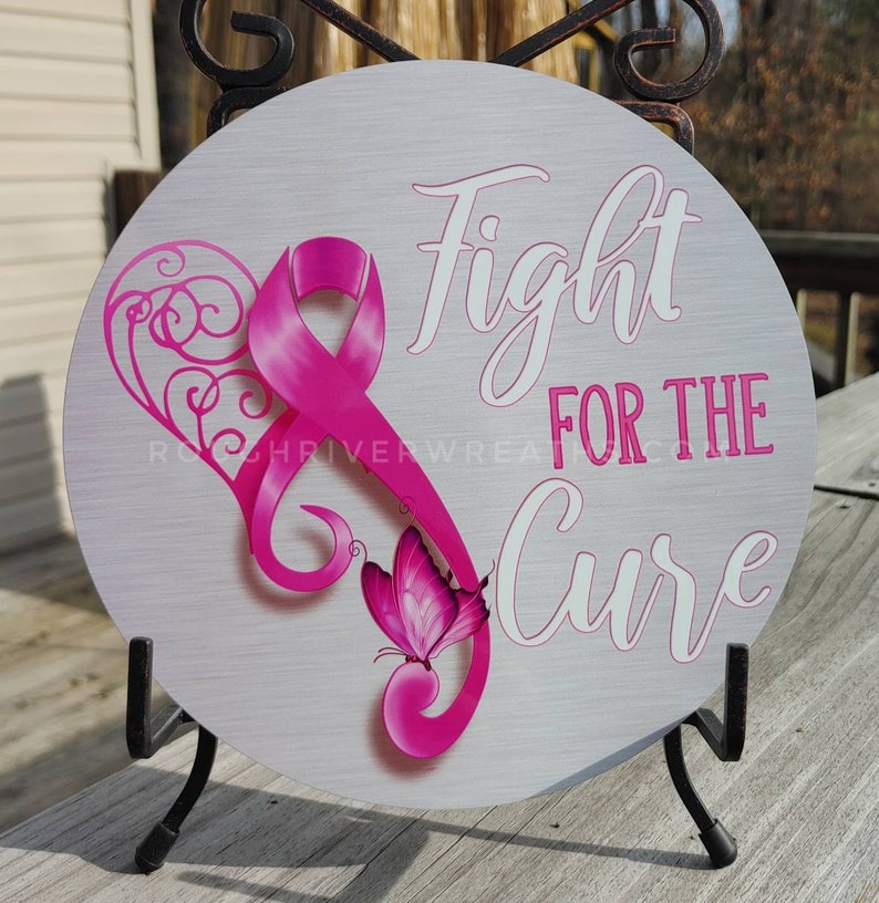 Breast Cancer Awareness Sign Cancer Support Wreath Sign - Etsy