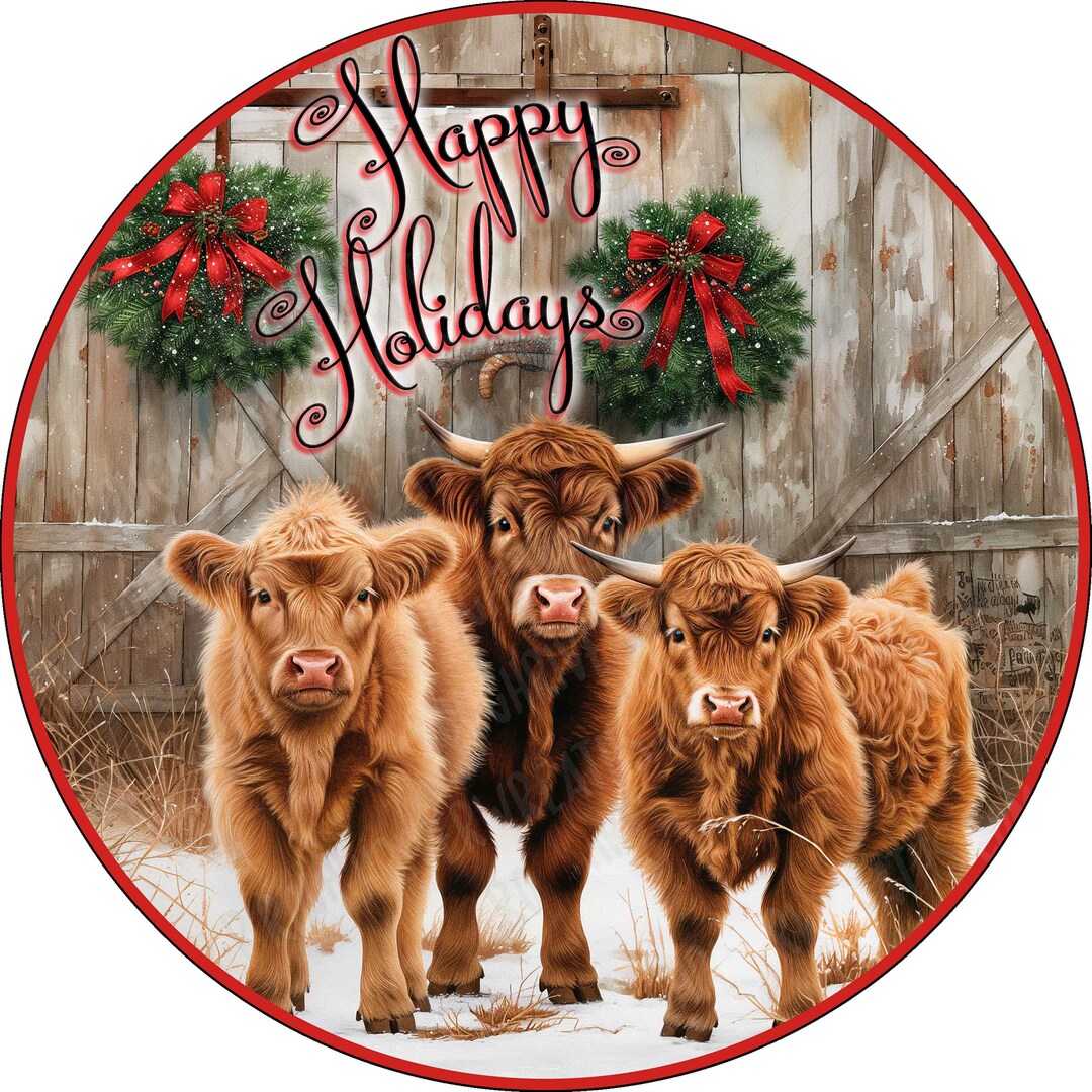 Highland Cow Wreath Sign, Cow Wreath Sign, Christmas Wreath Sign ...
