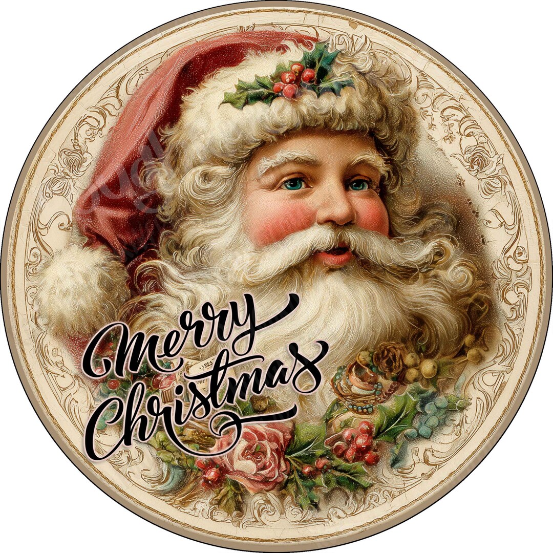 Adorable Victorian Style Santa Face Sign, Santa Sign, Aluminum Sign for ...